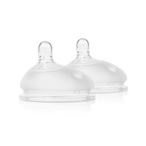 olababy gentle bottle silicone replacement nipple 2 pack (x cut/thicker liquids)