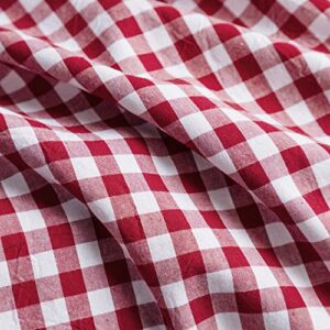 SUSYBAO Red Gingham Duvet Cover Queen 100% Washed Cotton Farmhouse Plaid Duvet Cover Set 3 Pcs 1 Minimalist Grid Patterned Duvet Cover with Zipper Ties 2 Pillowcases Soft Checkered Red Gingham Bedding