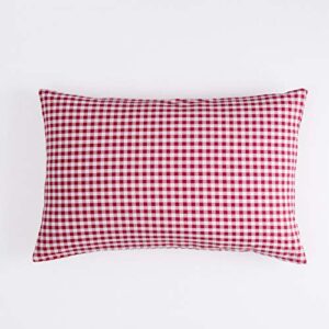 SUSYBAO Red Gingham Duvet Cover Queen 100% Washed Cotton Farmhouse Plaid Duvet Cover Set 3 Pcs 1 Minimalist Grid Patterned Duvet Cover with Zipper Ties 2 Pillowcases Soft Checkered Red Gingham Bedding