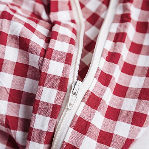 SUSYBAO Red Gingham Duvet Cover Queen 100% Washed Cotton Farmhouse Plaid Duvet Cover Set 3 Pcs 1 Minimalist Grid Patterned Duvet Cover with Zipper Ties 2 Pillowcases Soft Checkered Red Gingham Bedding