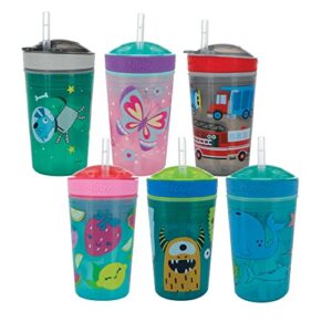 nuby 1pk snack n' sip 2 in 1 plastic snack and drink cup, multi color