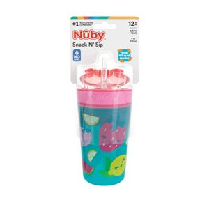 Nuby 1pk Snack N' Sip 2 in 1 Plastic Snack and Drink Cup, Multi color