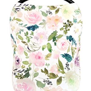 Pobi Baby Premium Multi-Use Cover - Nursing Cover, Baby Car Seat Covers, Shopping Cart, High Chair, and Breastfeeding Cover - Ultra-Soft, Stretchy, and Versatile Floral Scarf for Baby and Mom (Allure)