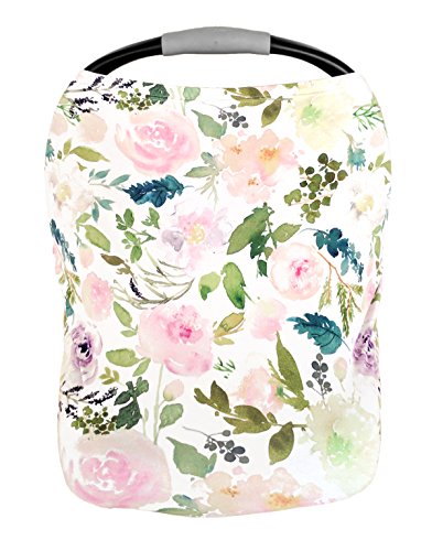 Pobi Baby Premium Multi-Use Cover - Nursing Cover, Baby Car Seat Covers, Shopping Cart, High Chair, and Breastfeeding Cover - Ultra-Soft, Stretchy, and Versatile Floral Scarf for Baby and Mom (Allure)