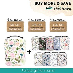 Pobi Baby Premium Multi-Use Cover - Nursing Cover, Baby Car Seat Covers, Shopping Cart, High Chair, and Breastfeeding Cover - Ultra-Soft, Stretchy, and Versatile Floral Scarf for Baby and Mom (Allure)