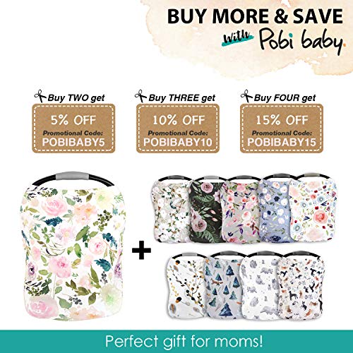 Pobi Baby Premium Multi-Use Cover - Nursing Cover, Baby Car Seat Covers, Shopping Cart, High Chair, and Breastfeeding Cover - Ultra-Soft, Stretchy, and Versatile Floral Scarf for Baby and Mom (Allure)