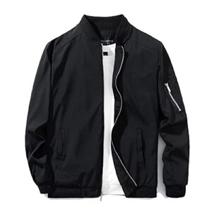 URBANFIND Men's Slim Fit Lightweight Sportswear Jacket Casual Bomber Jacket US L Black