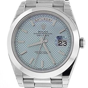 Rolex Daydate 40MM Platinum President 228206 Ice Blue Motif Dial & Smooth Bezel (Certified Pre-Owned)