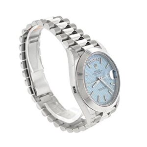 Rolex Daydate 40MM Platinum President 228206 Ice Blue Motif Dial & Smooth Bezel (Certified Pre-Owned)