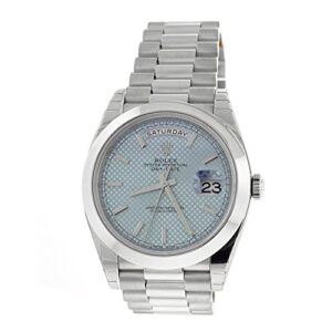 Rolex Daydate 40MM Platinum President 228206 Ice Blue Motif Dial & Smooth Bezel (Certified Pre-Owned)