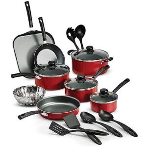 legendary-yes 18 piece nonstick pots & pans cookware set kitchen kitchenware cooking new (red)