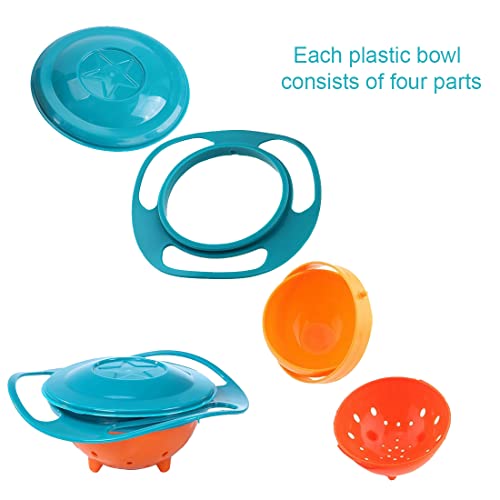 Berry President Magic Bowl 360 Degree Rotation Spill Resistant Gyro Bowl with Lid For Toddler Baby Kids Childre (Pink+Blue+Green)