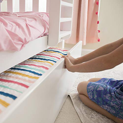 Max & Lily Bunk Bed, Twin-Over-Twin Wood Bed Frame For Kids With Trundle, White