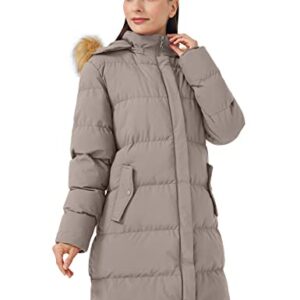 WenVen Women's Winter Thicken Jacket with Removable Faux Fur Trim Hood (Khaki,M)