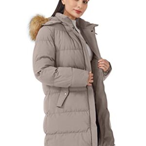 WenVen Women's Winter Thicken Jacket with Removable Faux Fur Trim Hood (Khaki,M)