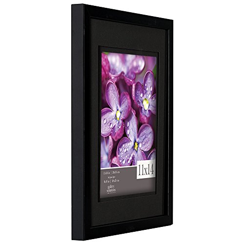 Gallery Solutions 11x14 Black Wood Wall Frame with Double Black Mat For 8x10 Image