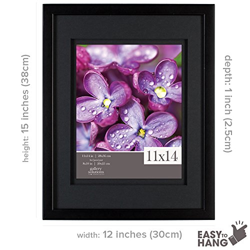 Gallery Solutions 11x14 Black Wood Wall Frame with Double Black Mat For 8x10 Image