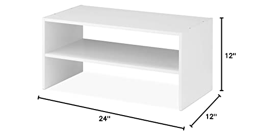 Whitmor Wood Stackable 2-Shelf Shoe Rack, White, 24 inches