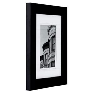 Gallery Solutions 16x20 Black Wall Picture Frame with Double White Mat For 11x14 Image