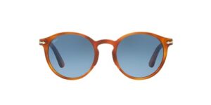 persol po3171s round sunglasses, terra di siena/azure gradient blue, 49 mm