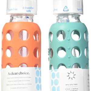 Lifefactory Glass Baby Bottles Kale and Papaya 9oz 2pk