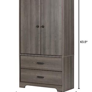 South Shore Versa 2-Door Armoire with Drawers, Gray Maple