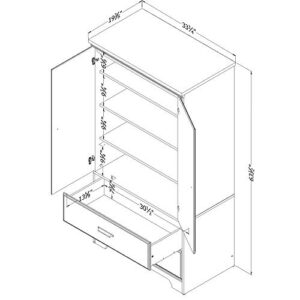 South Shore Versa 2-Door Armoire with Drawers, Gray Maple