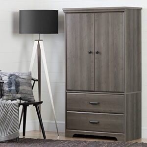 South Shore Versa 2-Door Armoire with Drawers, Gray Maple