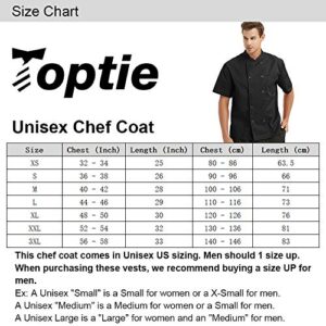 TOPTIE Unisex Short Sleeve Chef Coat Jacket, Black with Red