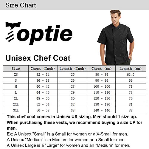 TOPTIE Unisex Short Sleeve Chef Coat Jacket, Black with Red