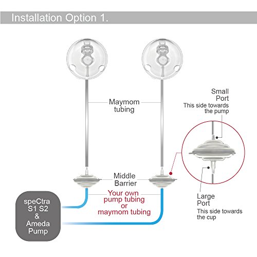 Maymom Tubing Kit for Freemie Cups to Connect to Spectra S1, S2/Avent/Ameda Pumps