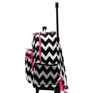 Rockland Double Handle Rolling Backpack, Pink Chevron, 17-Inch