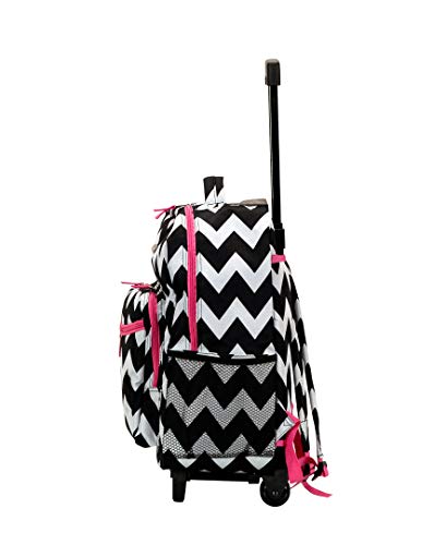 Rockland Double Handle Rolling Backpack, Pink Chevron, 17-Inch