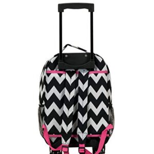 Rockland Double Handle Rolling Backpack, Pink Chevron, 17-Inch