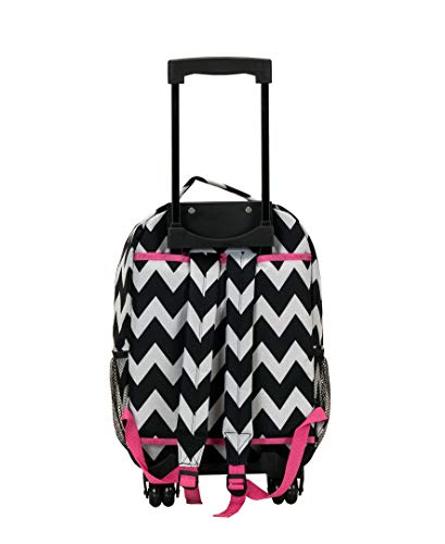 Rockland Double Handle Rolling Backpack, Pink Chevron, 17-Inch