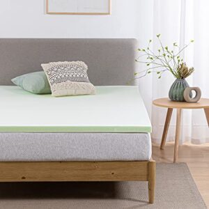 zinus 1.5/3/4-inch green tea memory foam mattress topper, pressure-relieving layers, certipur-us certified, (1.5 in, queen)