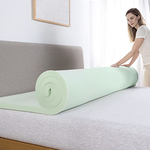 ZINUS 1.5/3/4-inch Green Tea Memory Foam Mattress Topper, Pressure-Relieving Layers, CertiPUR-US Certified, (1.5 in, Queen)