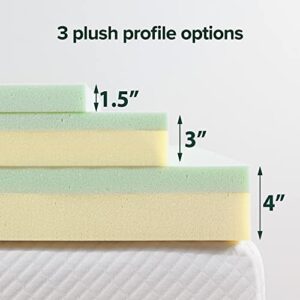 ZINUS 1.5/3/4-inch Green Tea Memory Foam Mattress Topper, Pressure-Relieving Layers, CertiPUR-US Certified, (1.5 in, Queen)