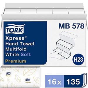 tork xpress soft multifold hand towel white h2, premium, absorbent, 16 x 135 sheets, mb578