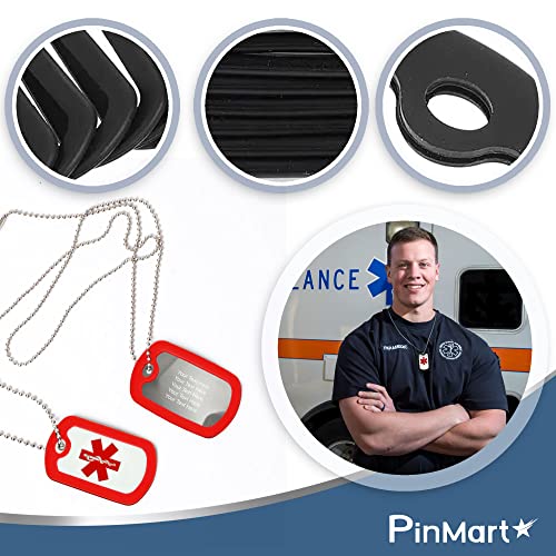 PinMart Military Dog Tag Silencer – Silicone Rubber ID Tag Protector – Tag Edge Bumper Prevents Noise & Scratching, Black