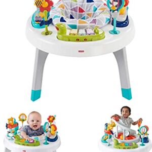 Fisher-Price Baby to Toddler Toy 2-In-1 Sit-To-Stand Activity Center with Music Lights and Spiral Ramp, Spin ‘N Play Safari