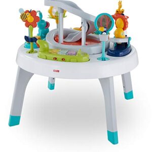 Fisher-Price Baby to Toddler Toy 2-In-1 Sit-To-Stand Activity Center with Music Lights and Spiral Ramp, Spin ‘N Play Safari