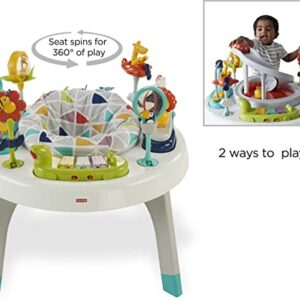 Fisher-Price Baby to Toddler Toy 2-In-1 Sit-To-Stand Activity Center with Music Lights and Spiral Ramp, Spin ‘N Play Safari