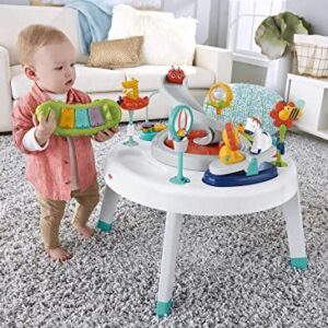 Fisher-Price Baby to Toddler Toy 2-In-1 Sit-To-Stand Activity Center with Music Lights and Spiral Ramp, Spin ‘N Play Safari