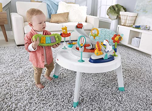 Fisher-Price Baby to Toddler Toy 2-In-1 Sit-To-Stand Activity Center with Music Lights and Spiral Ramp, Spin ‘N Play Safari