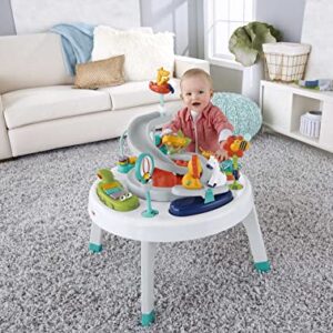 Fisher-Price Baby to Toddler Toy 2-In-1 Sit-To-Stand Activity Center with Music Lights and Spiral Ramp, Spin ‘N Play Safari