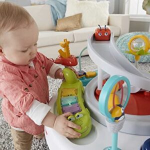 Fisher-Price Baby to Toddler Toy 2-In-1 Sit-To-Stand Activity Center with Music Lights and Spiral Ramp, Spin ‘N Play Safari