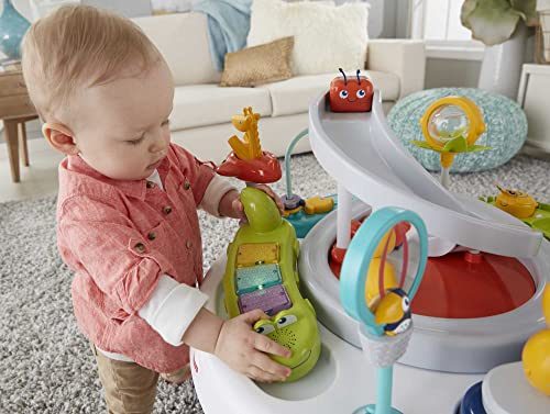 Fisher-Price Baby to Toddler Toy 2-In-1 Sit-To-Stand Activity Center with Music Lights and Spiral Ramp, Spin ‘N Play Safari