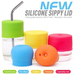 Silicone Sippy Lids Pack of 5, maxin Silicone Spout Makes Cup into Spill-Proof Sippy Cup for Babies and Toddlers