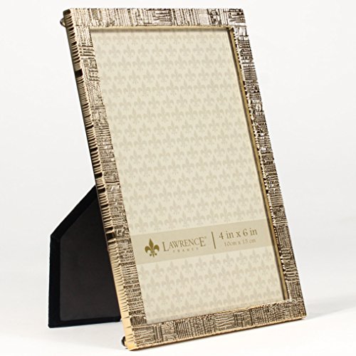 Lawrence Frames 712346 4x6 Gold Metal Linen Pattern Picture Frame